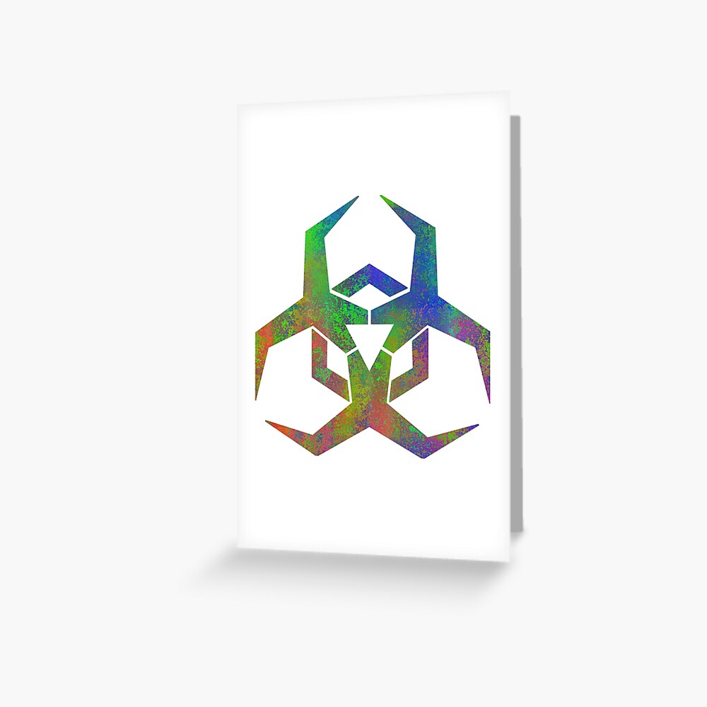 "Rainbow Rust Futuristic Biohazard Symbol" Greeting Card for Sale by ...
