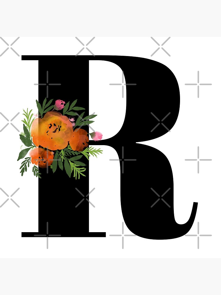 Póster «letra r naranja floral» de atevern | Redbubble