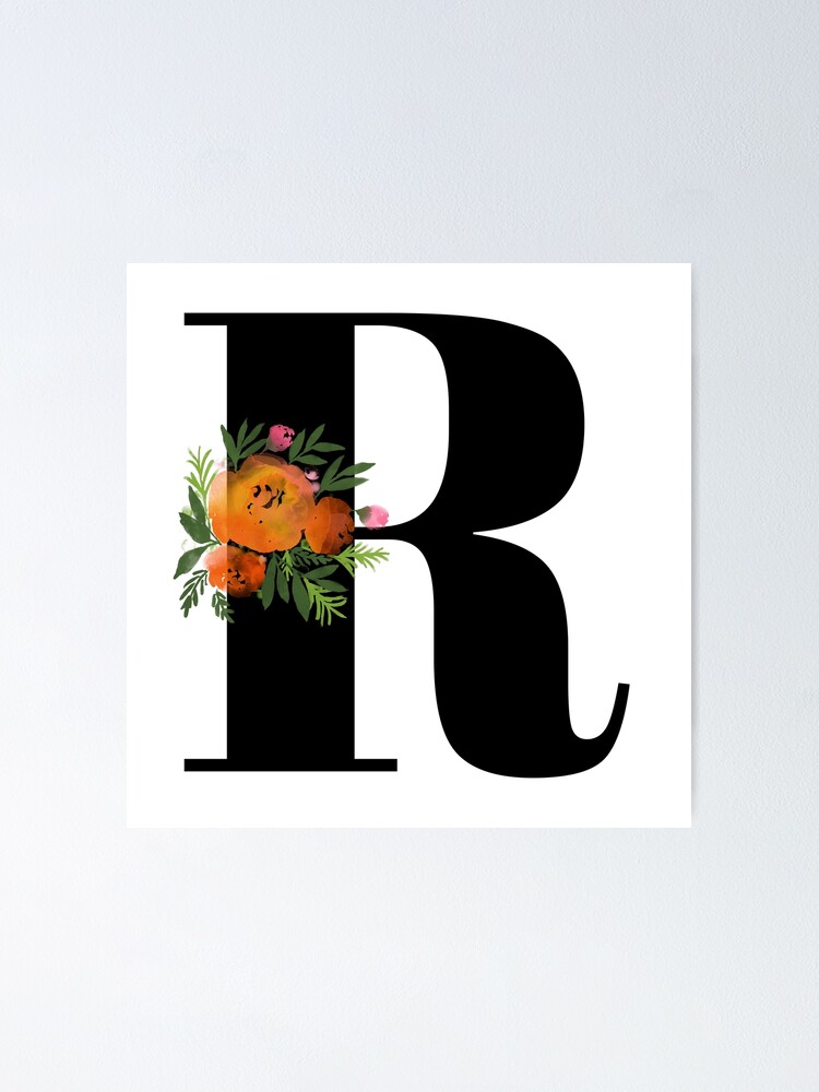 Póster «letra r naranja floral» de atevern | Redbubble