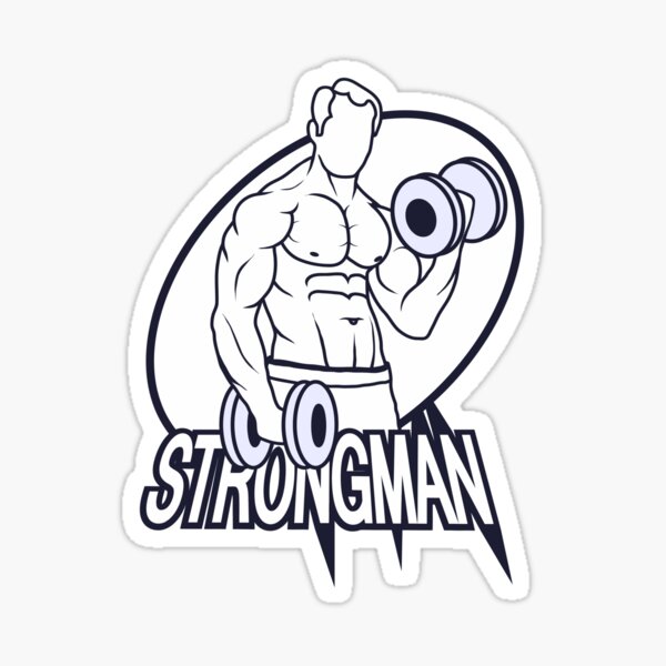 "Strongman Dumbbell Curls Bodybuilder All Natural Physique" Sticker by ...