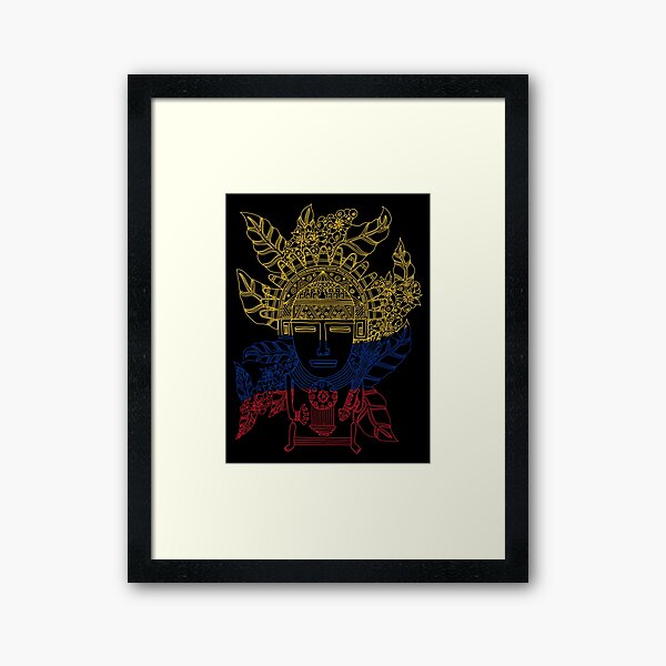 "MUISCA CHIBCHA COLOMBIA COFFEE PLANT NATIONAL FLAG - linework" Framed ...