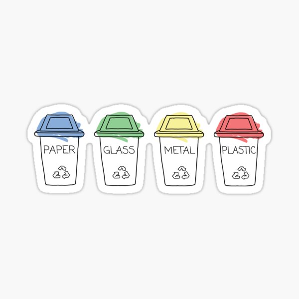 "Recycle - Paper Glass Metal Plastic" Sticker for Sale by olivergraham ...