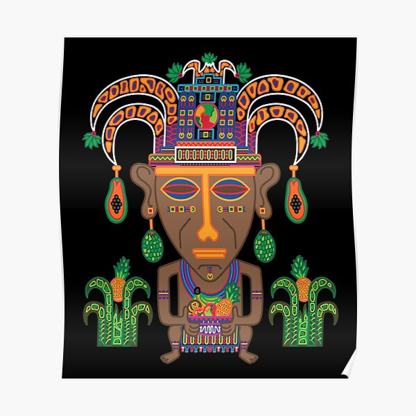 "MUISCA CHIBCHA COLOMBIA FRUIT INDIAN MASK - Vollfarbe" Poster von ...