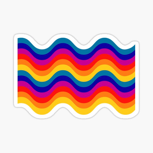 "Wavy retro rainbow" Sticker by ShowMeMars | Redbubble
