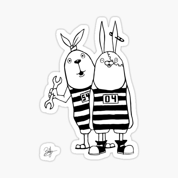 "Usavich Rabbits (black and white)" Sticker for Sale by Zakaveli ...
