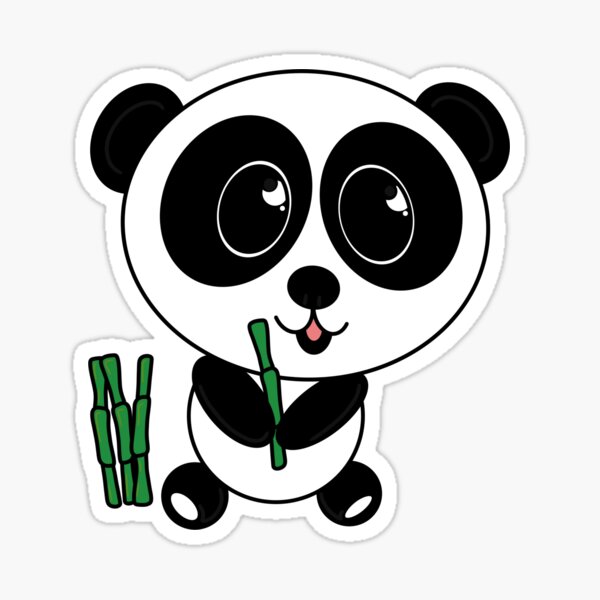"Panda eating bamboo" Sticker by DavesArtBook | Redbubble