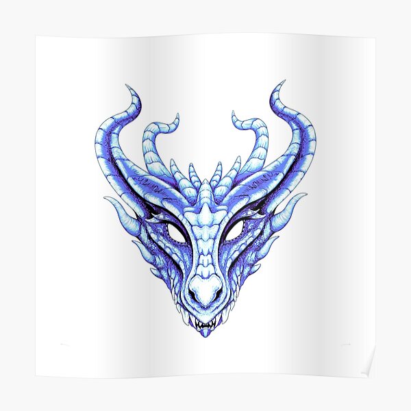 "Ice Blue Monster Dragon Head" Poster for Sale by RNGmerch | Redbubble