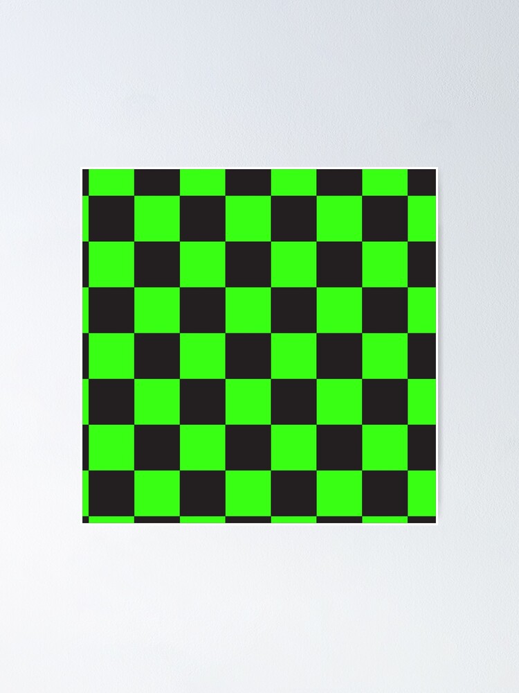 "Neon Green & Black Checkerboard New Wave Punk Pattern" Poster for Sale ...