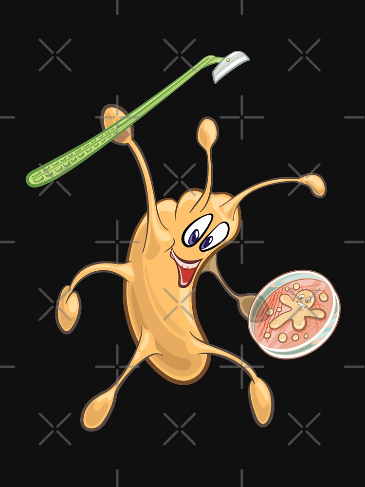 "Cute Microbiology Cartoon - Bacteria Microbe holding Cell Scraper and ...