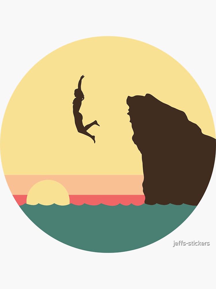 "Sunset Cliff Jumping " Sticker for Sale by jeffs-stickers | Redbubble