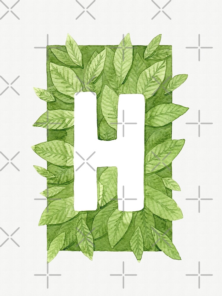 "Letter H in green watercolor leaves" Poster for Sale by helga-wigandt ...