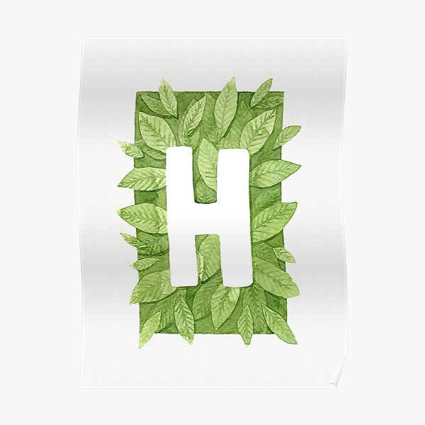 "Letter H in green watercolor leaves" Poster for Sale by helga-wigandt ...