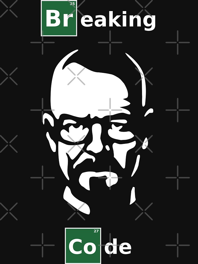 "Breaking Code - White/Green Parody Design for Programmers" T-shirt for ...