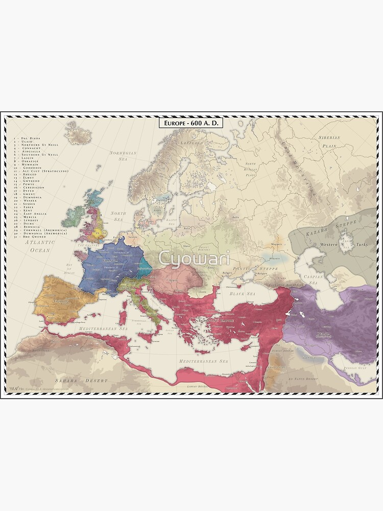 "Europe AD 600" Art Print for Sale by Cyowari | Redbubble