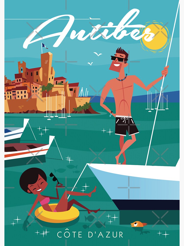 "Antibes poster" Sticker for Sale by GAGodel | Redbubble