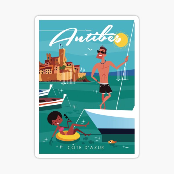 "Antibes poster" Sticker for Sale by GAGodel | Redbubble