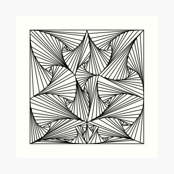 "Black and white Line Drawing Illusion" Art Print for Sale by Printpix ...