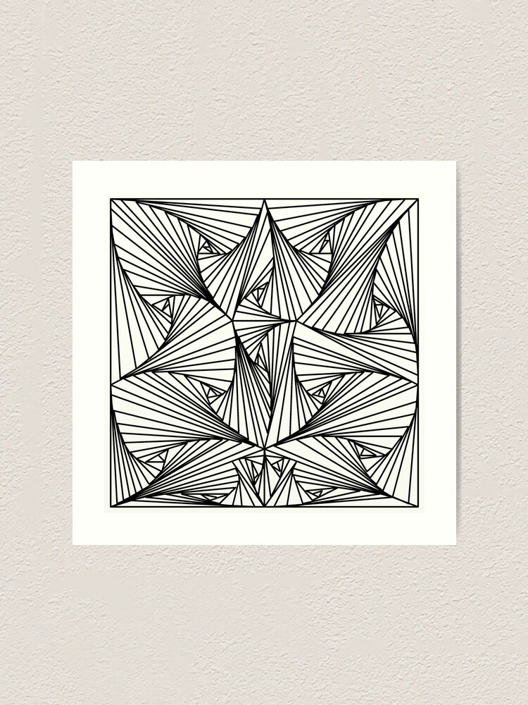 "Black and white Line Drawing Illusion" Art Print for Sale by Printpix ...