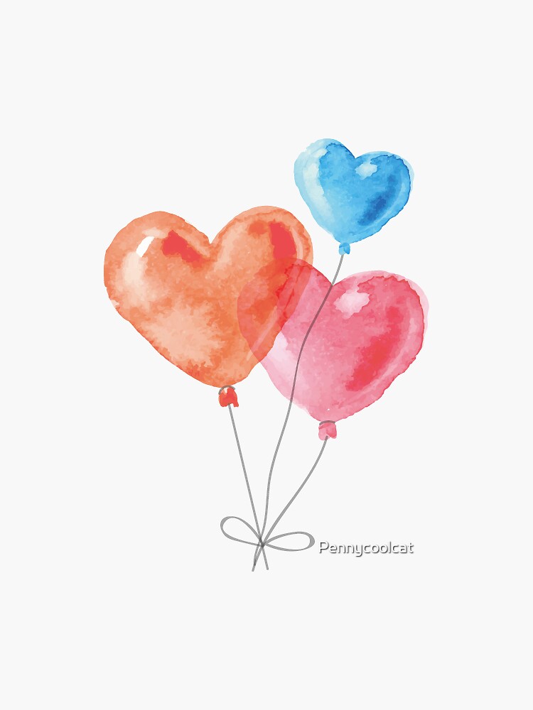 "heart balloons" Sticker for Sale by Pennycoolcat | Redbubble