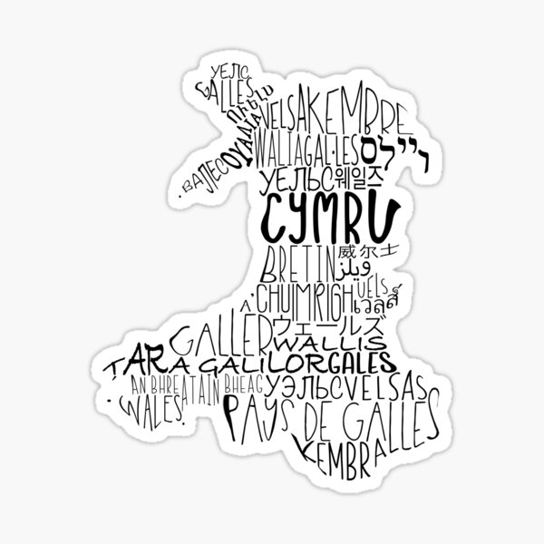 "Wales Typographic Map, Welsh, Cymru, Word Art" Sticker for Sale by ...