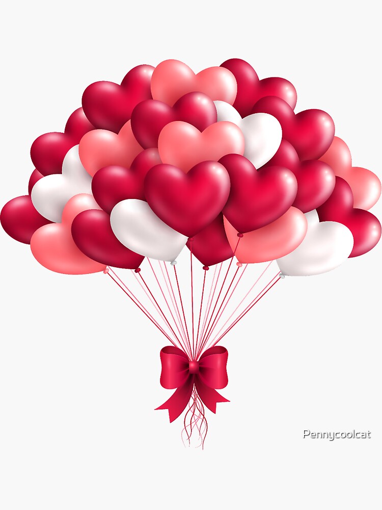 "heart balloons" Sticker for Sale by Pennycoolcat | Redbubble
