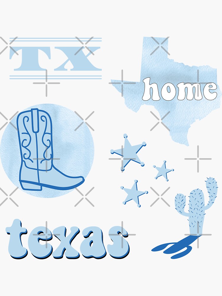 "Light Blue Watercolor Texas US State Sticker Pack" Sticker for Sale by ...