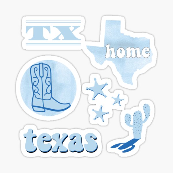 "Light Blue Watercolor Texas US State Sticker Pack" Sticker for Sale by ...