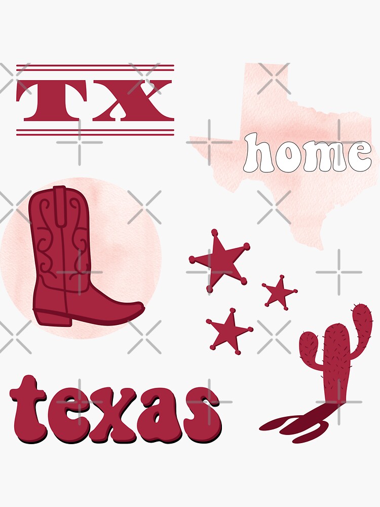 "Maroon Watercolor Texas US State Sticker Pack" Sticker for Sale by The ...