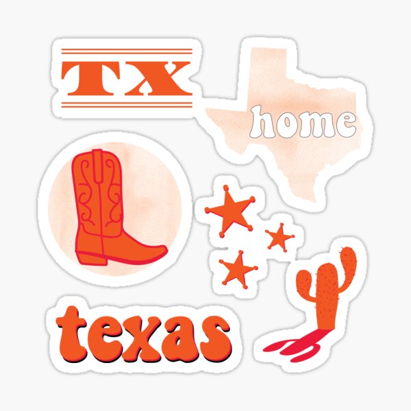 "Orange Watercolor Texas US State Sticker Pack" Sticker for Sale by The ...