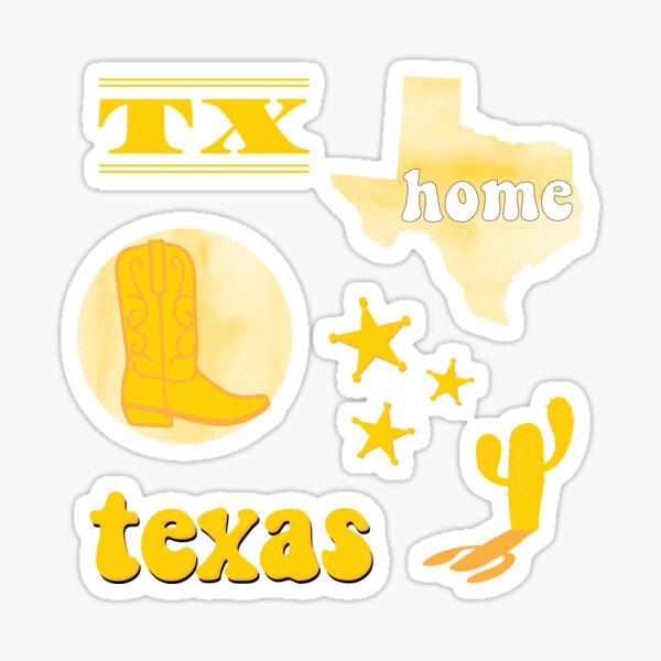 "Yellow Watercolor Texas US State Sticker Pack" Sticker for Sale by The ...