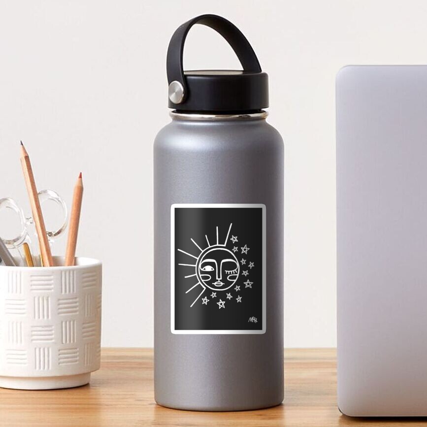 "Sun and Moon Line Drawing" Sticker for Sale by MicailaHArt | Redbubble