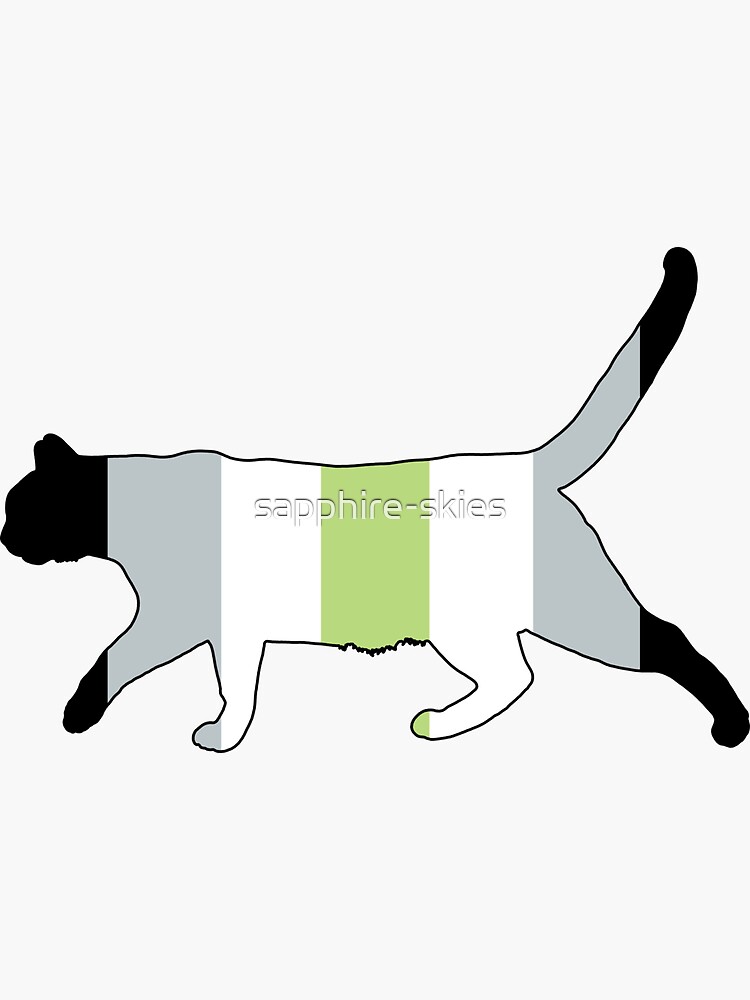 Agender Pride Cat Silhouette Sticker For Sale By Sapphire Skies
