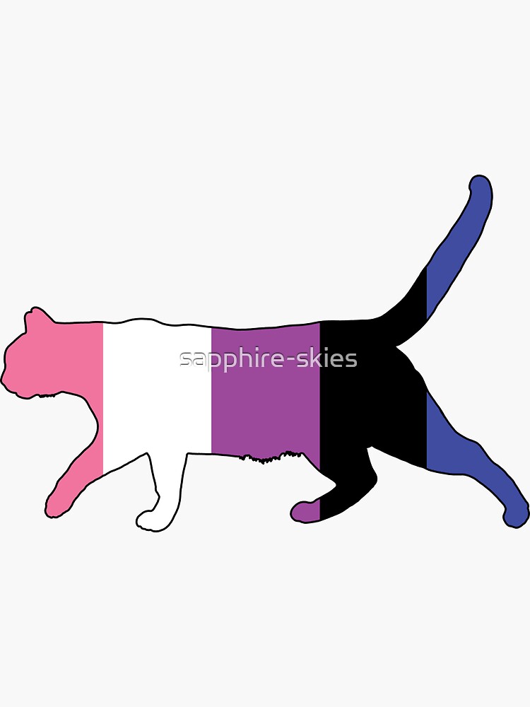 Genderfluid Pride Cat Silhouette Sticker For Sale By Sapphire Skies