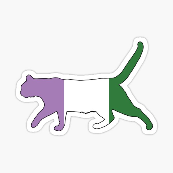 "Genderqueer Pride Cat Silhouette" Sticker for Sale by sapphire-skies ...