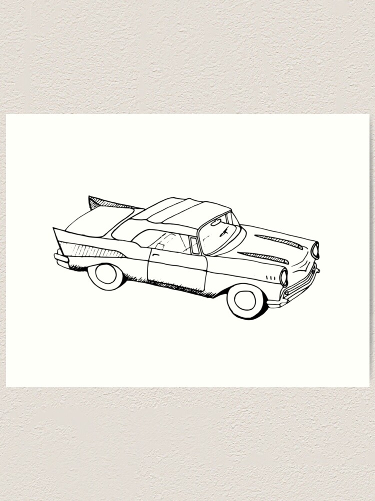 "Hand drawing chevrolet bel air. Retro car" Art Print by LaoDi | Redbubble