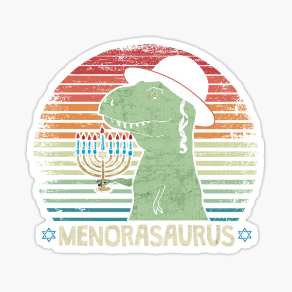 "Menorasaurus Happy Hanukkah from Dinosaur Rex" Sticker by alenaz ...