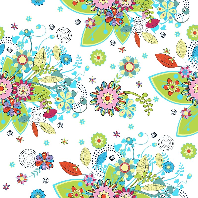 "Colorful Retro Floral Design " by artonwear | Redbubble