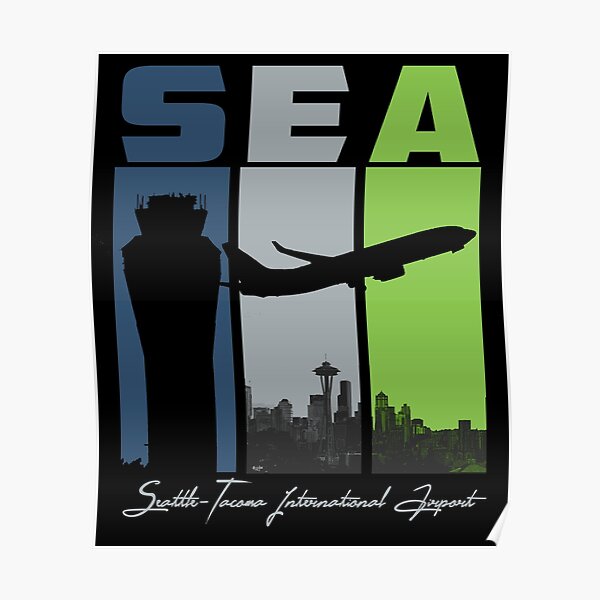 "SEA Seattle Tacoma International Airport SeaTac Washington Retro Art ...