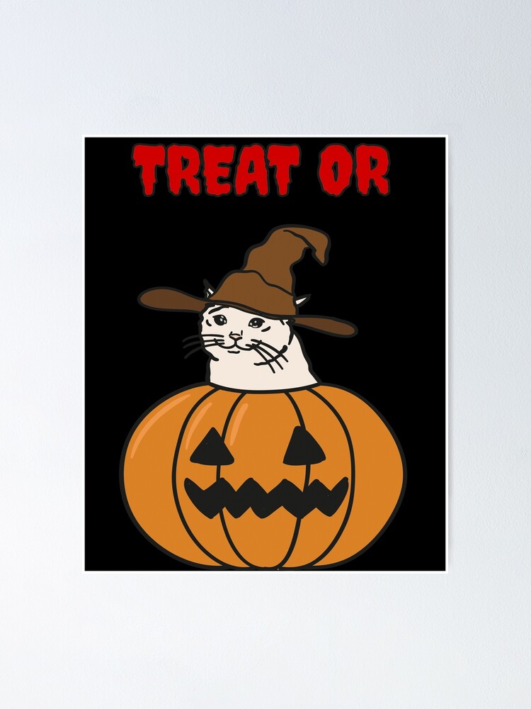 "Trick-or-Treating Halloween Meme of a Crying Cat In Pumpkin Jack O ...