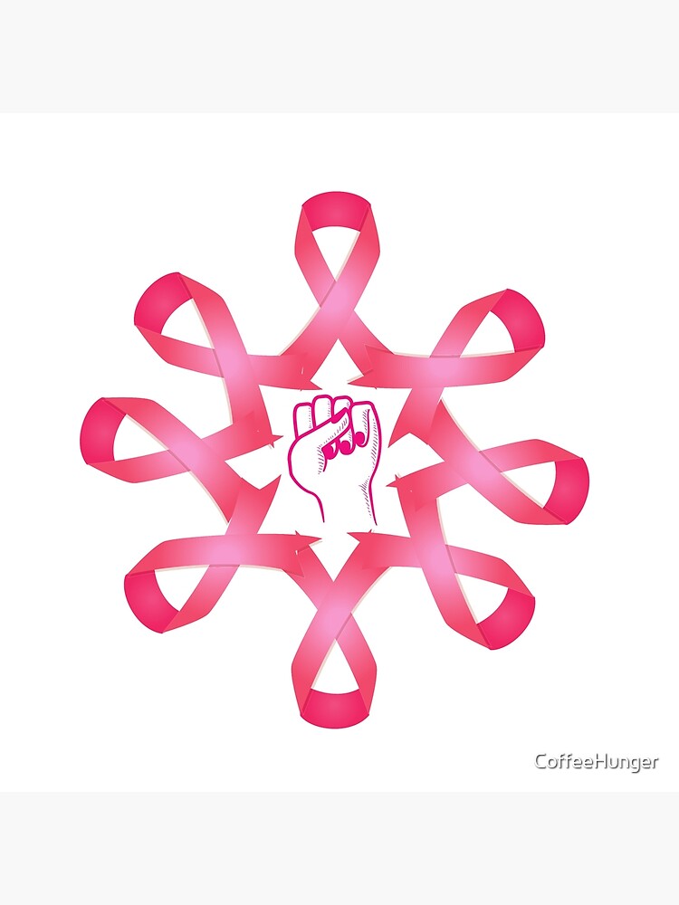 "Breast Cancer Awareness Ribbon Circle Surrounding Raised Fist of ...
