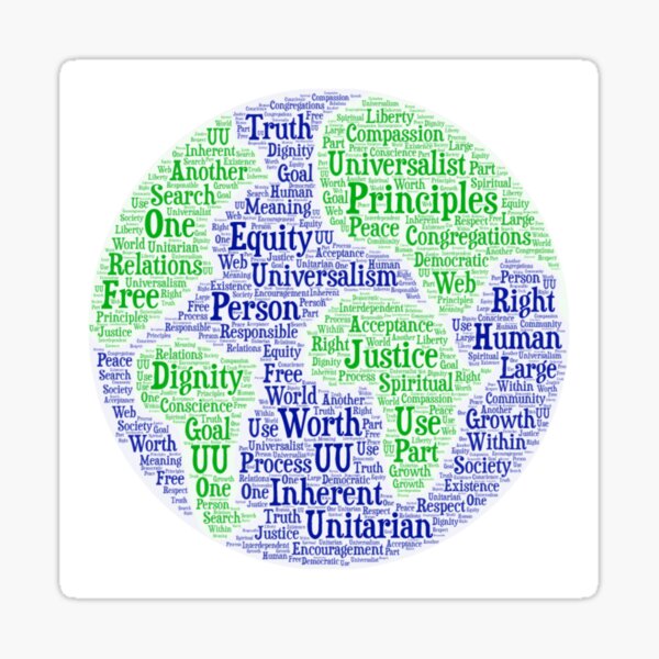 "UU Principles World Word Art" Sticker for Sale by gwinna | Redbubble
