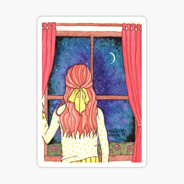 "Girls Series "Window View"" Sticker for Sale by VioletConnieArt ...