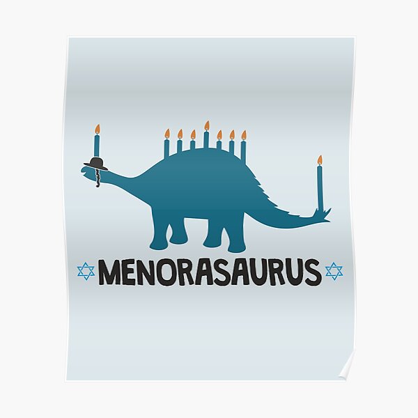 Póster «Dinosaurio Hanukkah Menorasaurus Stegosaurus con luces Menorah ...