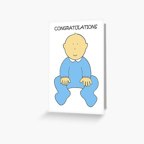 "Congratulations New Baby Boy Cartoon" Greeting Card for Sale by ...