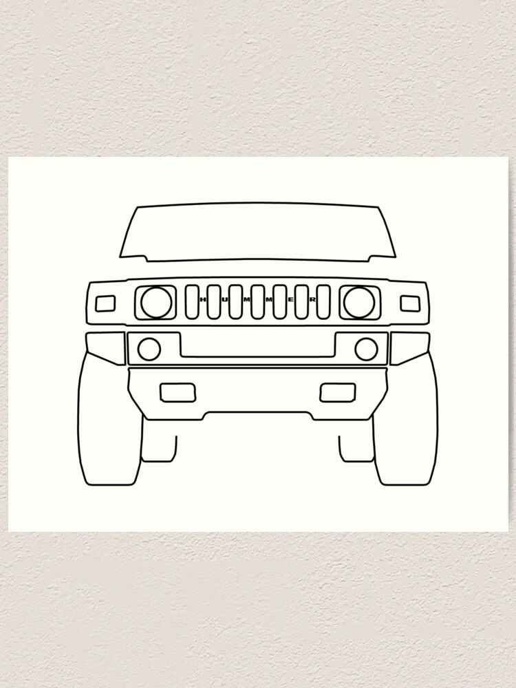 "Hummer H2 SUV outline graphic (black) " Art Print by soitwouldseem ...