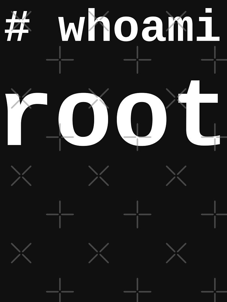 "whoami root - White on Black for System Administrators" T-shirt for ...