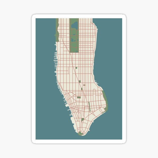 "Manhattan New York City Illustrated Map Travel" Sticker for Sale by ...