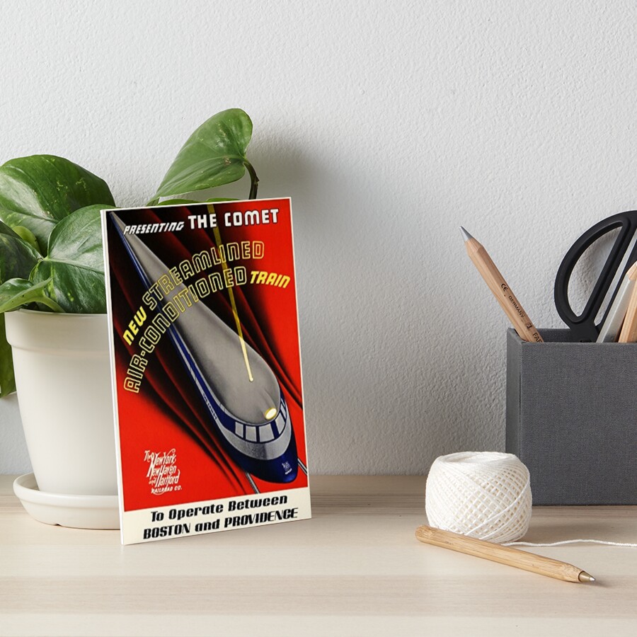 "Vintage Providence to Boston Comet Train Advertising Lithograph Wall ...