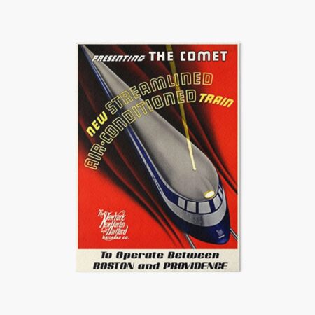 "Vintage Providence to Boston Comet Train Advertising Lithograph Wall ...