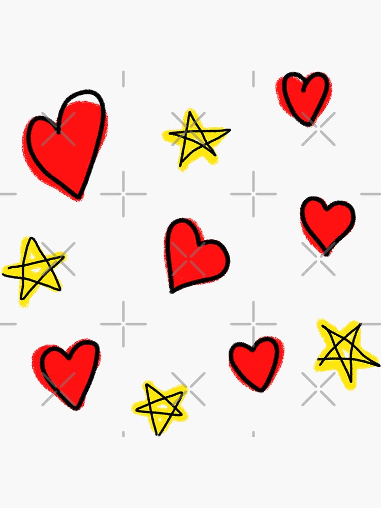 "Heart and Stars Set Hand Drawn" Sticker by trajeado14 | Redbubble